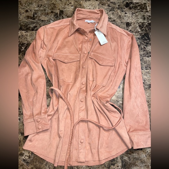 Good American | Jackets & Coats | New Good American Faux Suede Belted Shacket Dusty Rose Womens ...
